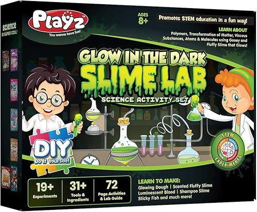 Playz Glow in The Dark Slime Lab Science Kit w/ 19+ Experiments to Make ...