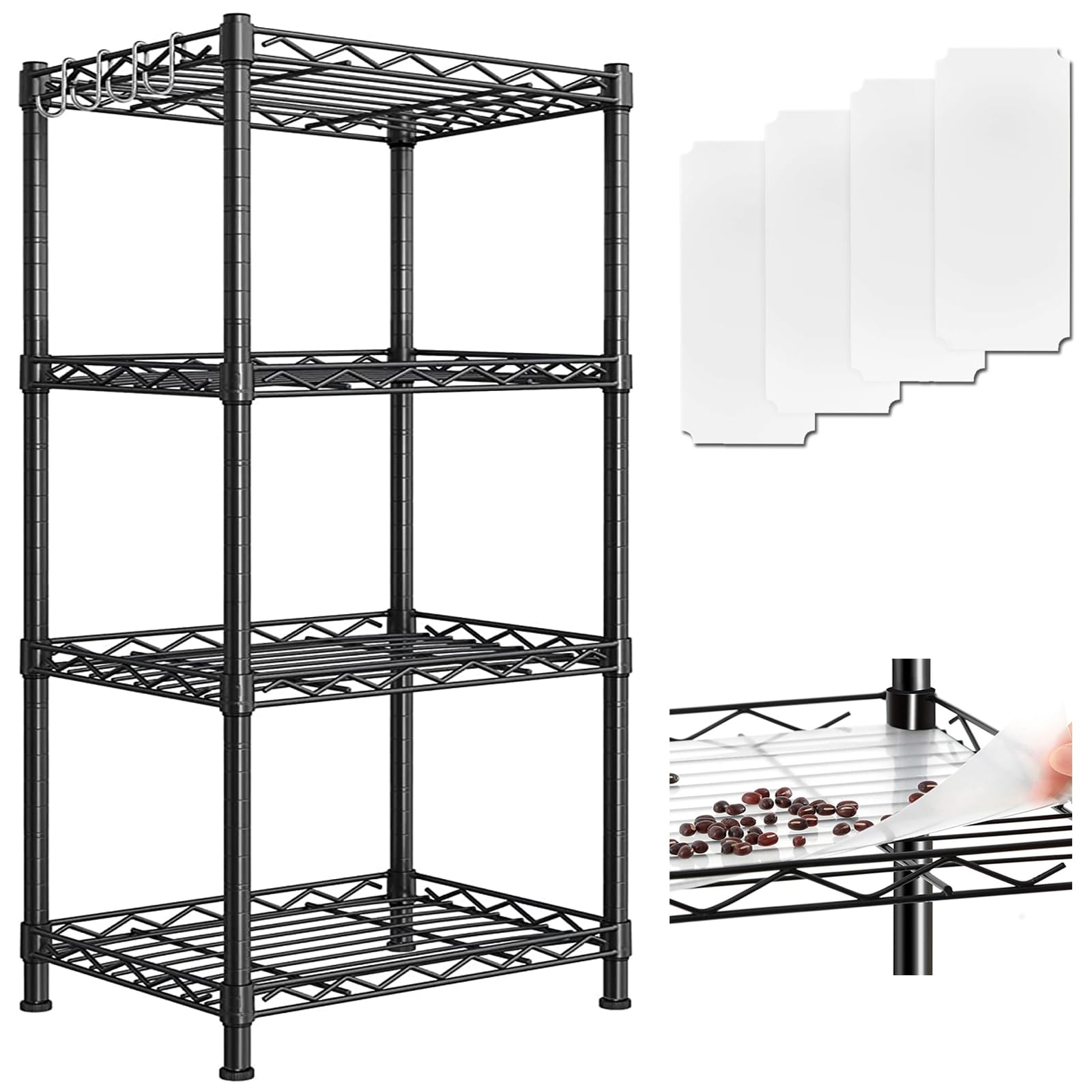 Santoy 4 Tier Metal Shelves for Storage,Shelving Unit for Kitchen ...