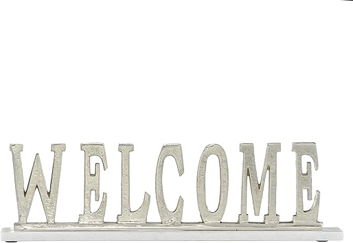 Amazon.com: UKN Rectangular Silver Welcome Sign On Light Marble Base 21 ...