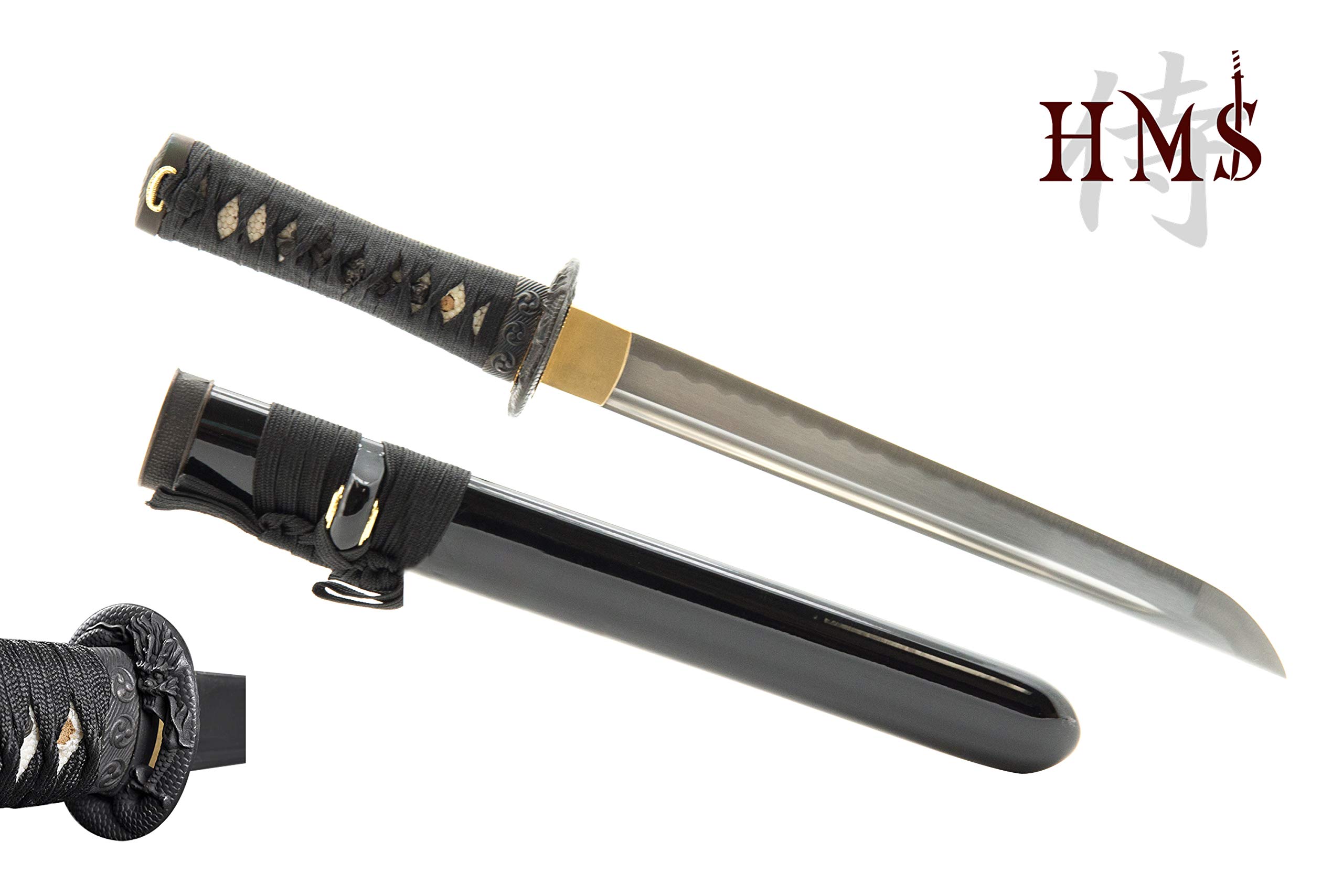 HMS Japanese Style Samurai Tanto Sword, Dragon Tsuba, Hand Forged, 1045 ...