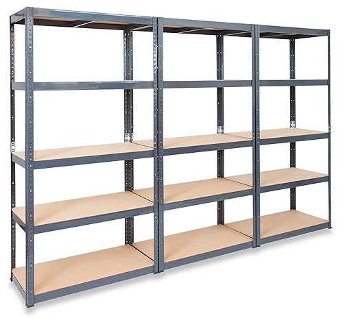 3 x STORALEX® 300mm Deep Space Saving Garage Shelving / Racking Units ...