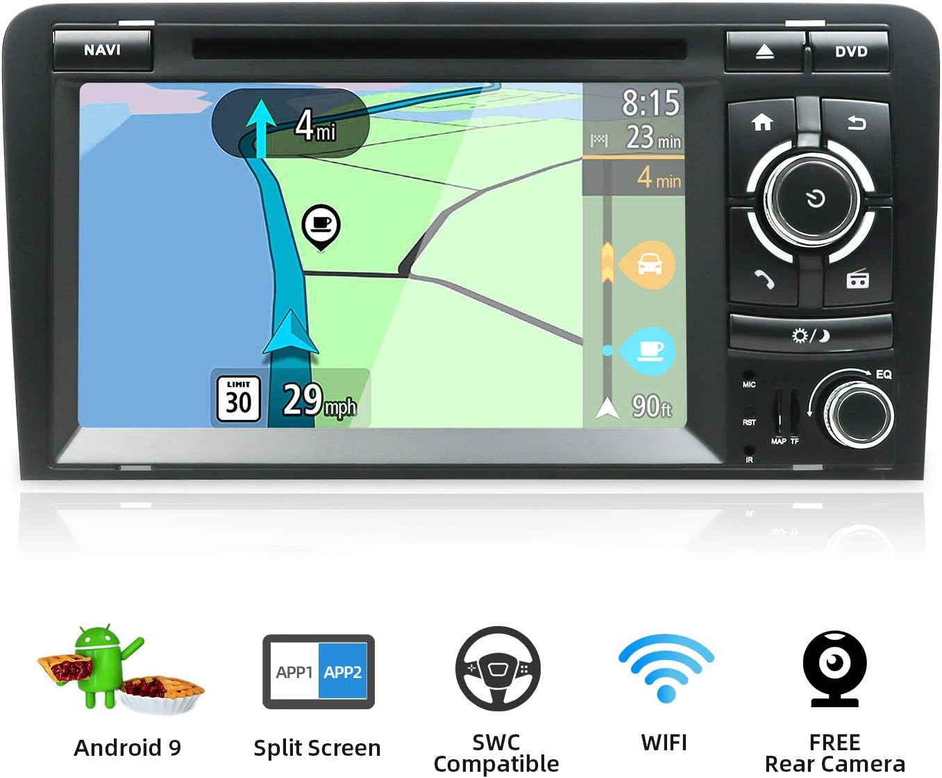 Android 9.0 Octa Core Double Din Car Stereo 1024*600: Amazon.co.uk ...