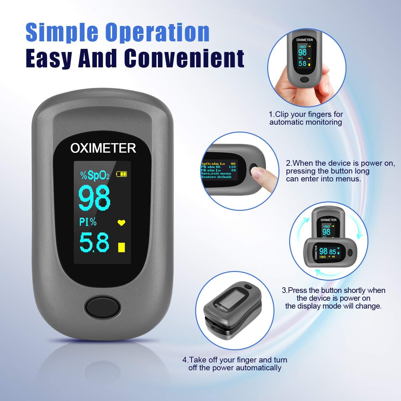 Pulse Oximeter, Oxygen Saturation Monitor Spo2 Fingertip Pulse Oximeter ...