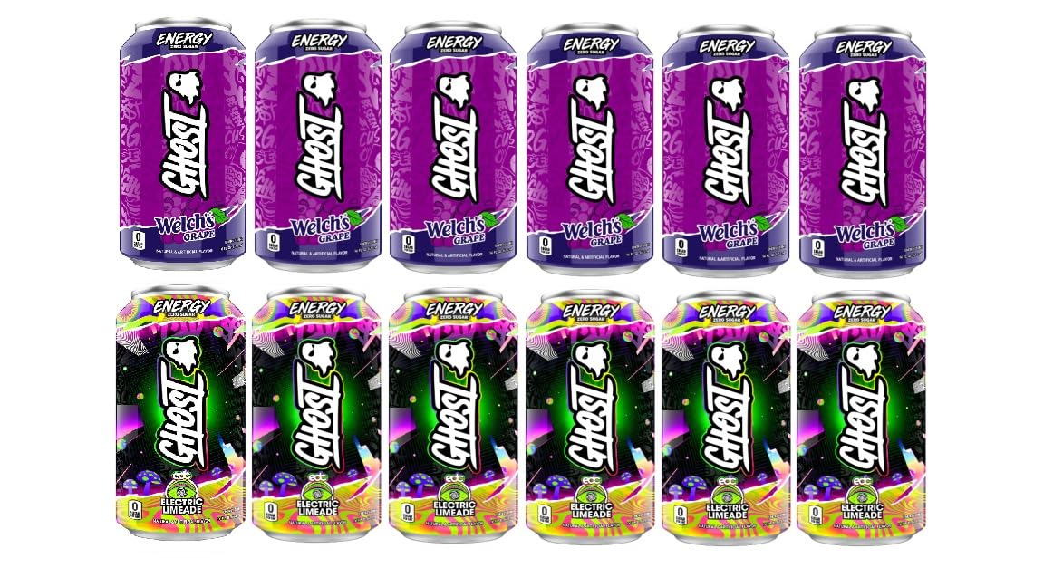 Generic Ghost Energy Drink Variety Pack, Electric Limeade & Grape, 12 ...