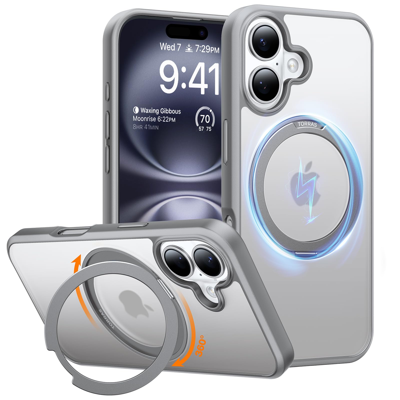 TORRAS Upgraded 360°Rotatable Magnetic Stand for iPhone 16 Case, [Fit ...