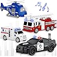 Amazon.com: EPPO 4 Packs Fire Truck Toy, Ambulance, Police Car, and ...