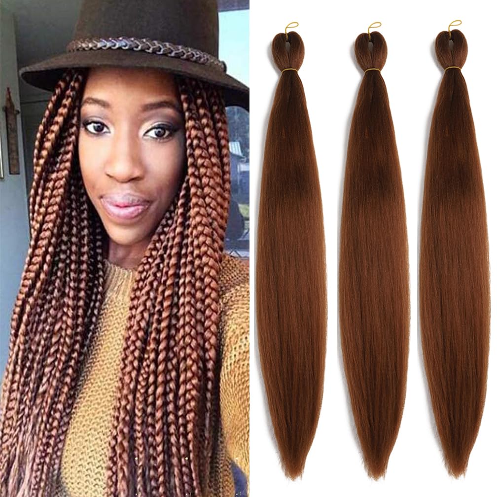 BALINGHAIR Pre Stretched Braiding Hair 28 Inch Braids Hair Dark Brown ...