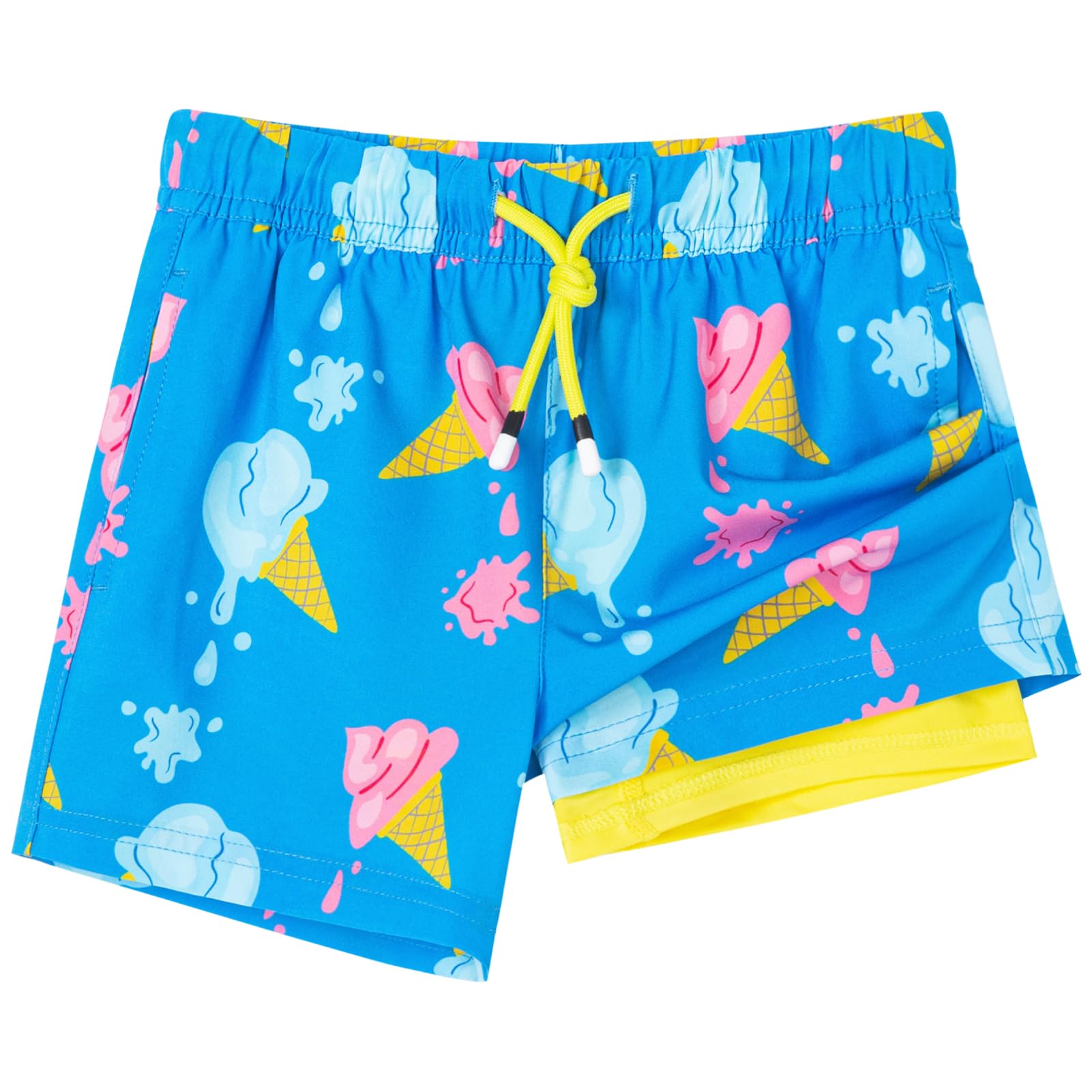 SURF CUZ Boys Swim Trunks with Boxer Brief Liner 2 in 1 Toddler Stretch ...