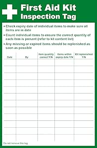 Amazon.com: Safety First Aid Group First Aid Kit Inspection Tag (Pack ...