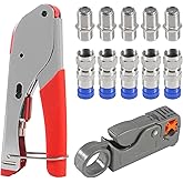 mxuteuk RG59 RG6 Coax Cable Crimper Tool Coaxial Compression Tool Fitting Wire Stripper With ...