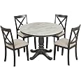 Amazon.com - Merax Round Dining Table for 4 with Chairs Set Faux Marble ...