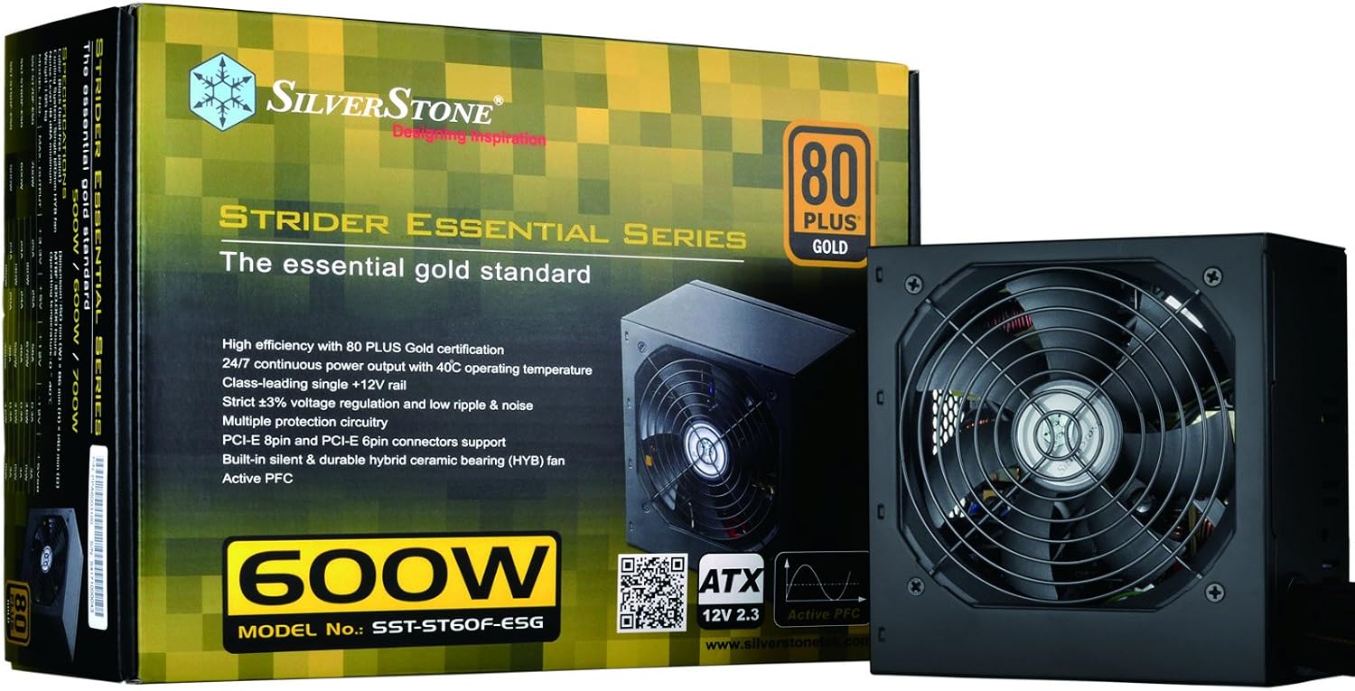 SilverStone SST-ST60F-ESG – Strider Essential Series, 600W 80 Plus Gold ...