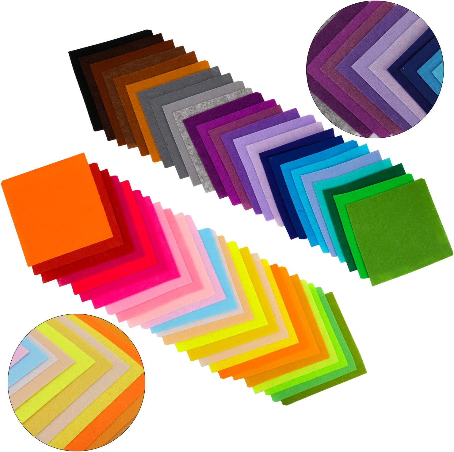 HOWAF 50Pcs Craft Felt Sheets, Assorted Colors Felt DIY Material ...