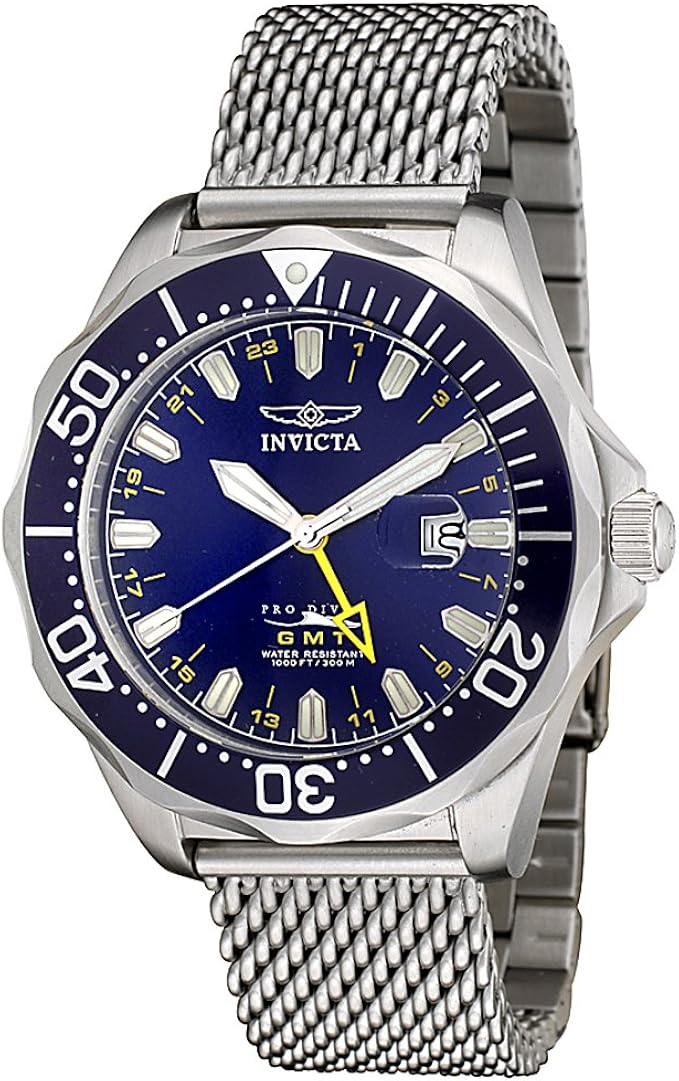 Invicta Men's Grand Pro Diver GMT Mesh Stainless Steel: Amazon.co.uk ...