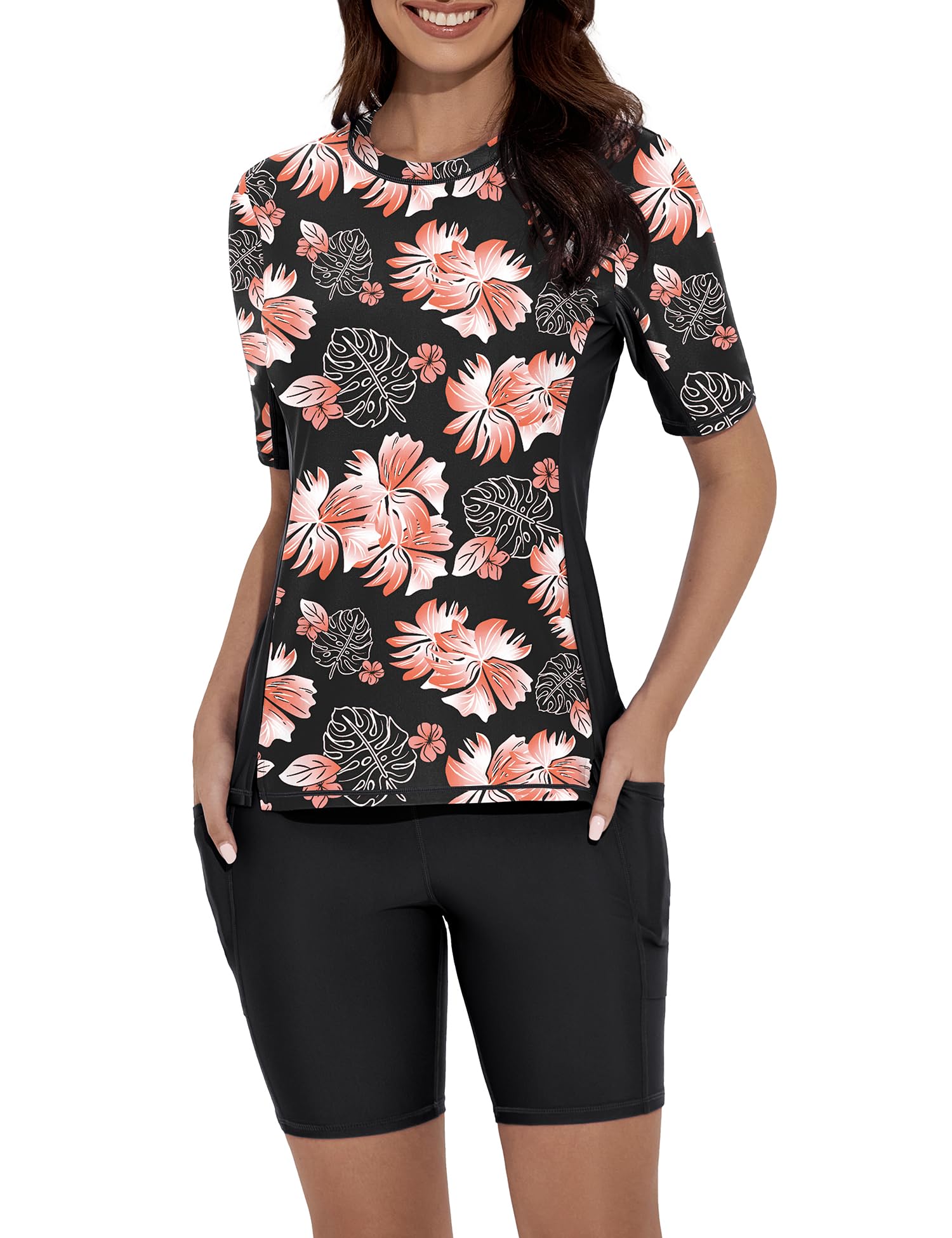 Lecieldusoir Women's Short Sleeve Rash Guard UV Sun Protection Rash ...