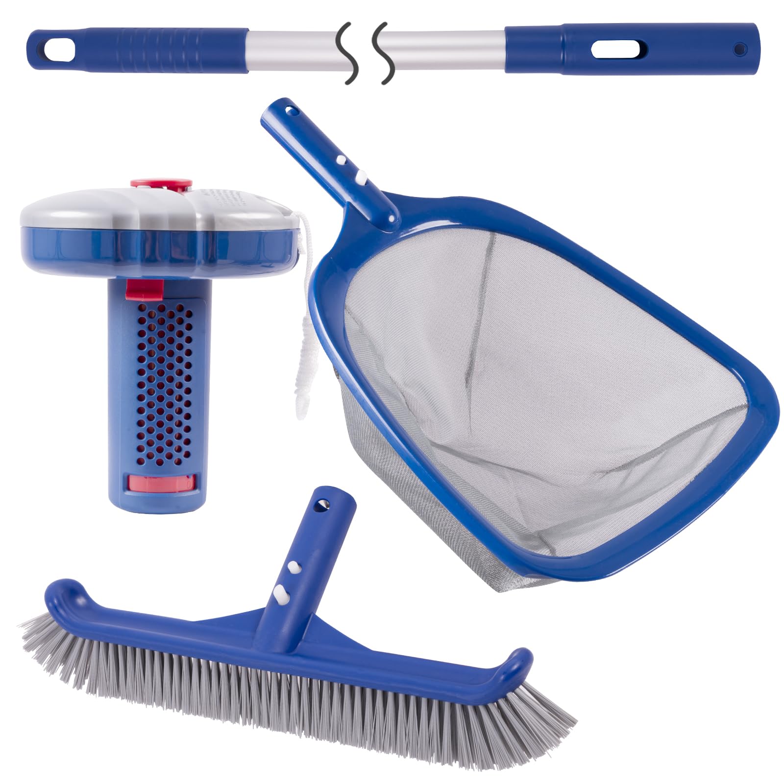 POOLAZA Pool Cleaning Kit Above Ground, with Sturdy Pool Brush, Fine ...