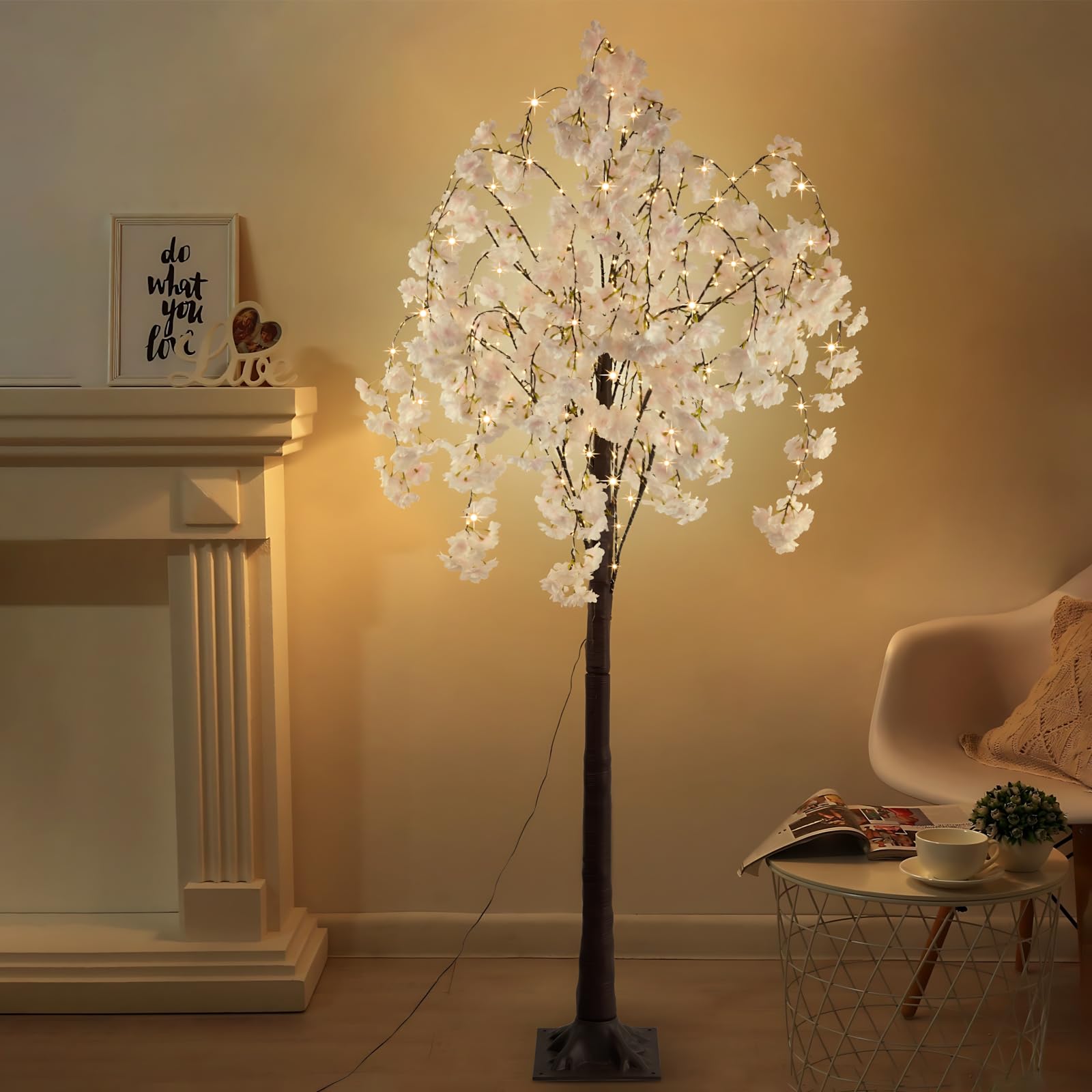 Cherry Blossom Tree Light, 6ft Lighted Trees for Decoration Inside, 450 ...