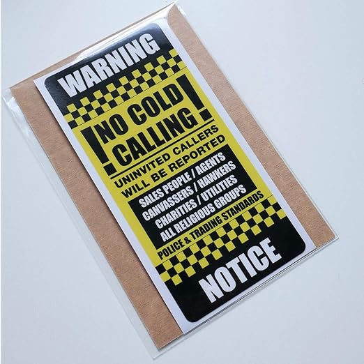 No Cold Calling Warning Notice Door Sticker - 7cm x 14.5cm UV Laminated ...