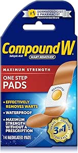 Amazon.com: Compound W Wart Remover Maximum Strength One Step Pads, 14 ...