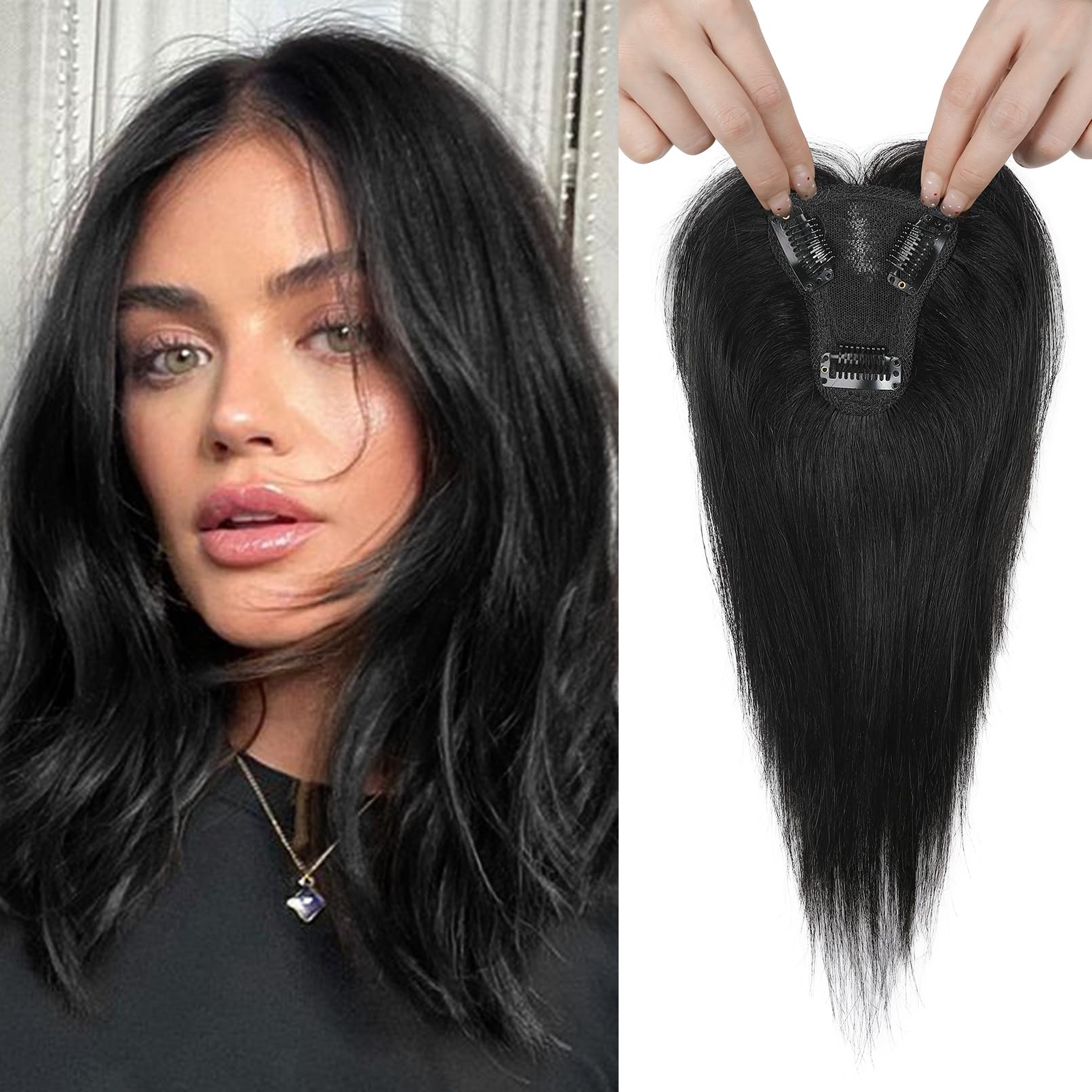 REECHO Real Human Hair Topper, 10 inch Women Hair Toppers for Thinning ...