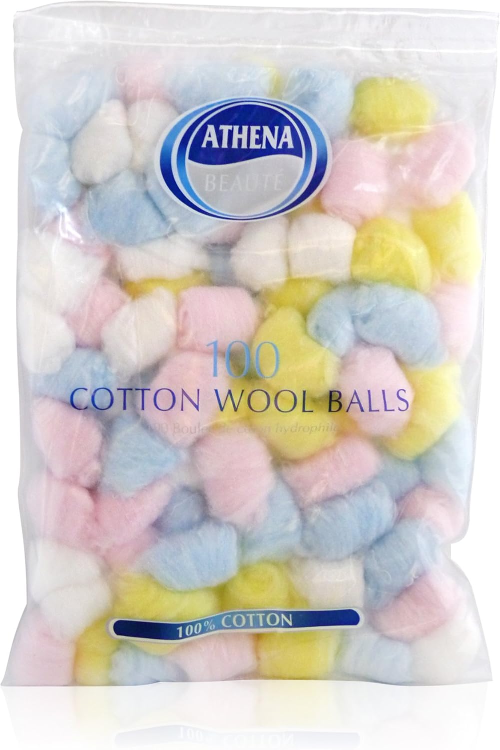 100 Athena COLOURED Cotton WOOL BALLS Nail Make Up Remover Cleansing ...