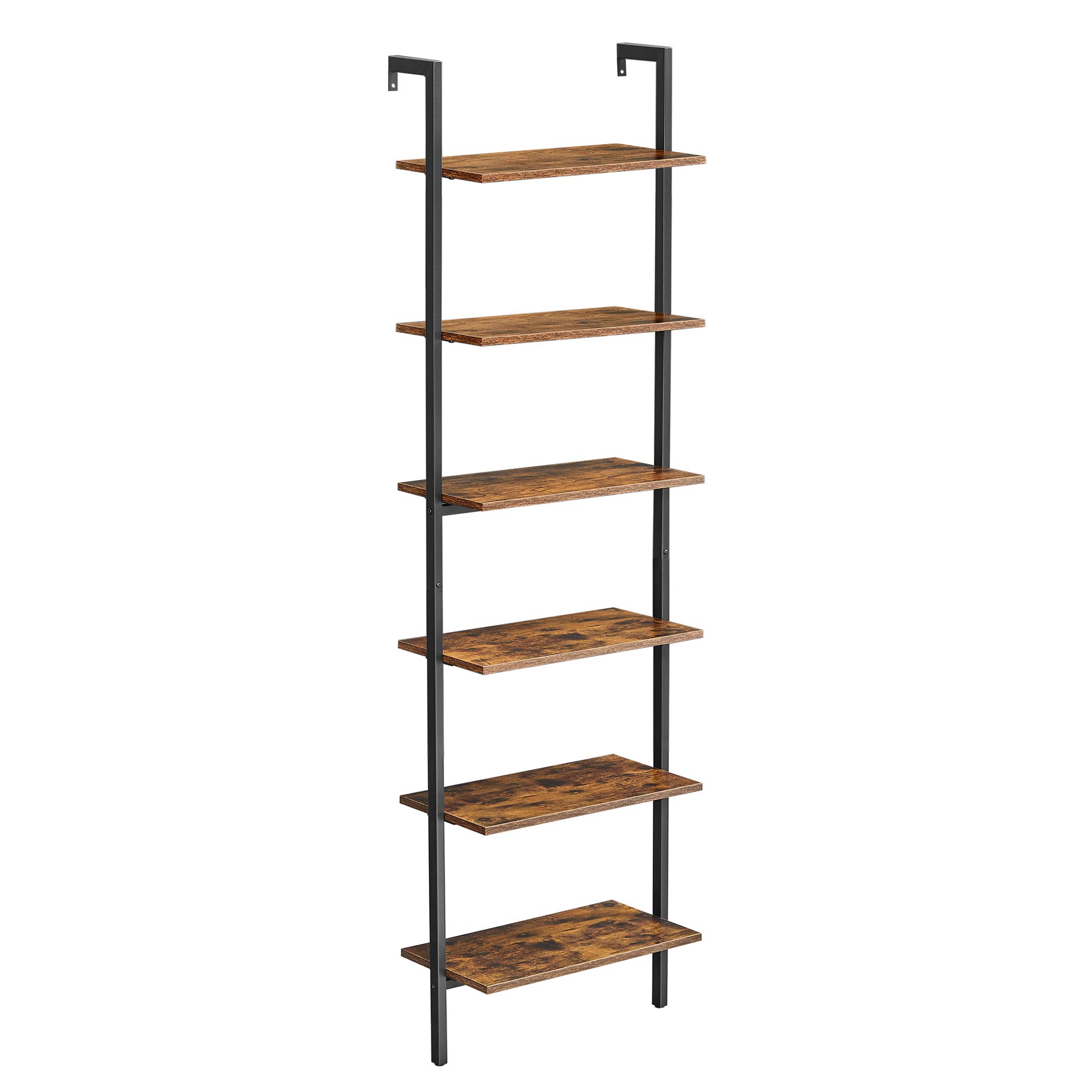 VASAGLE Industrial Ladder Shelf, 6-Tier Bookshelf, Wall Shelf for ...
