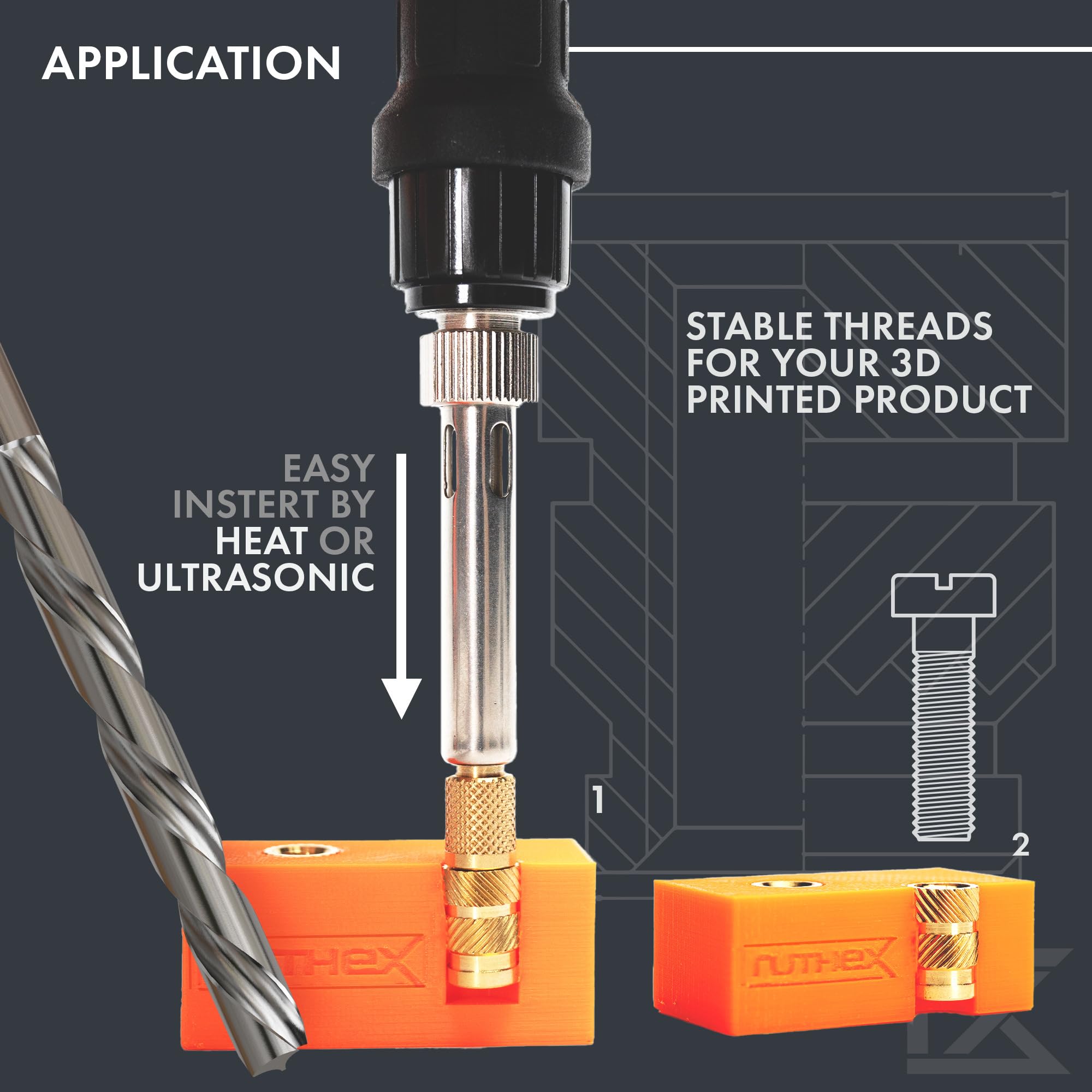 Mua ruthex M5 Threaded Inserts - 50 Pieces RX-M5x9.5 Brass Heat Set ...