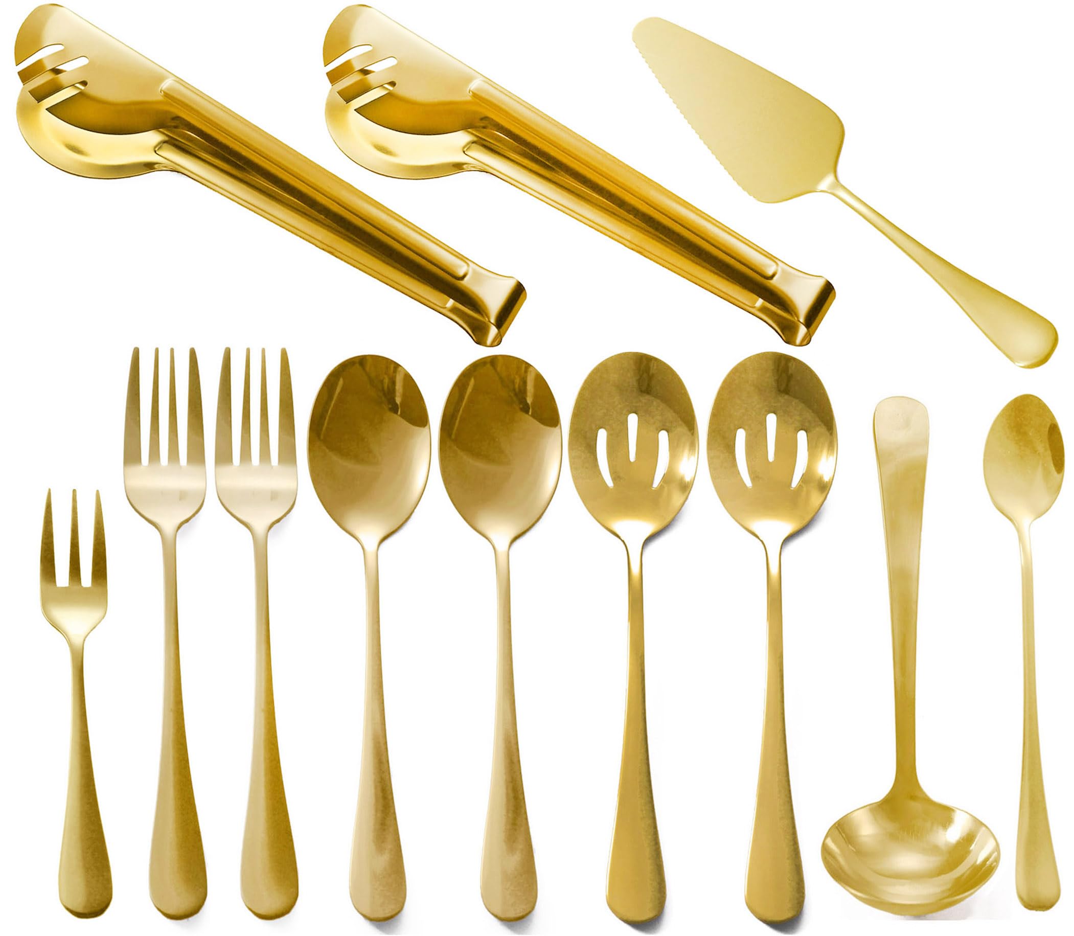 Gold Serving Utensils, 12 Pcs Stainless Steel Buffet Serving Utensil ...