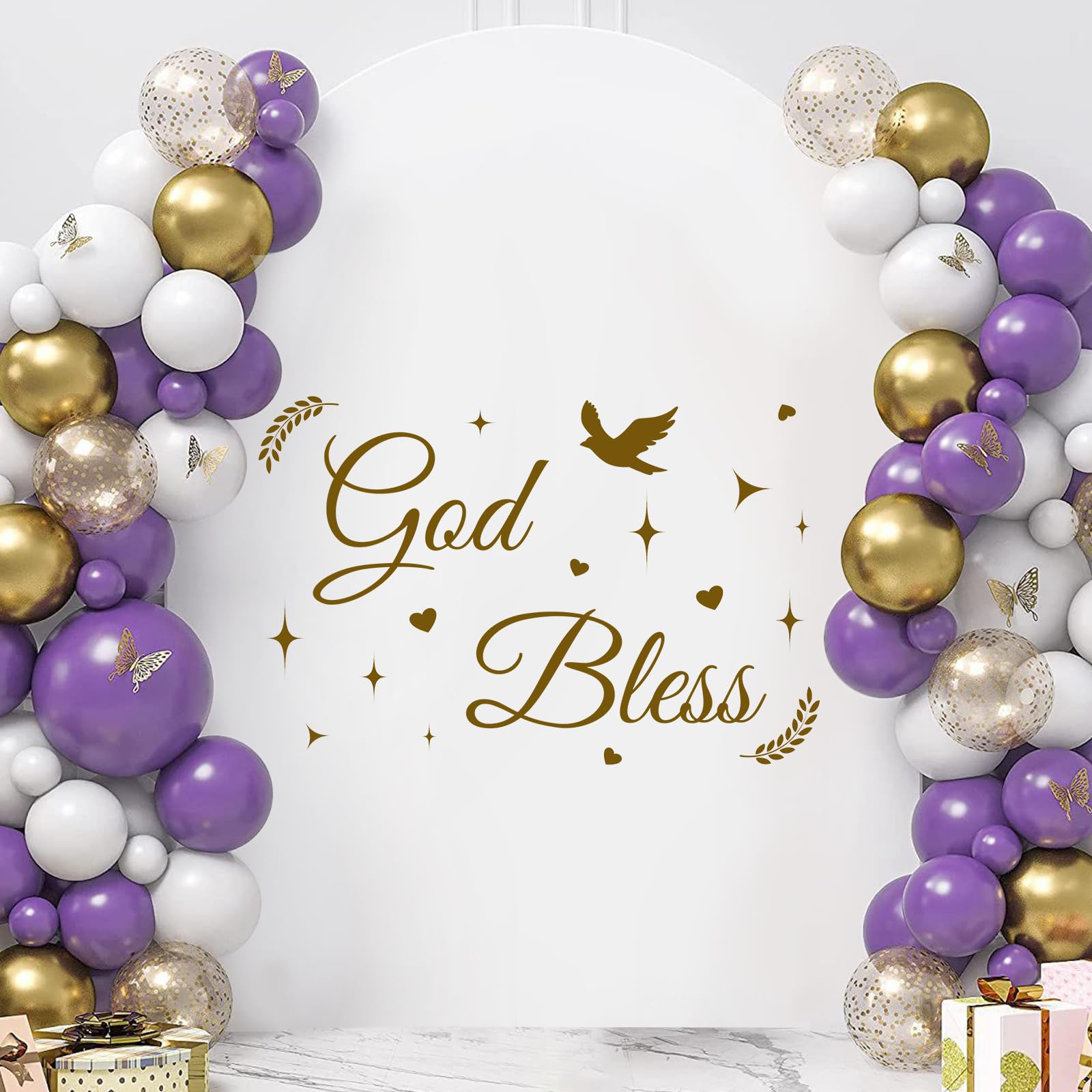 God Bless Wall Decal for Balloon Arch, Baptism Party First Communion ...