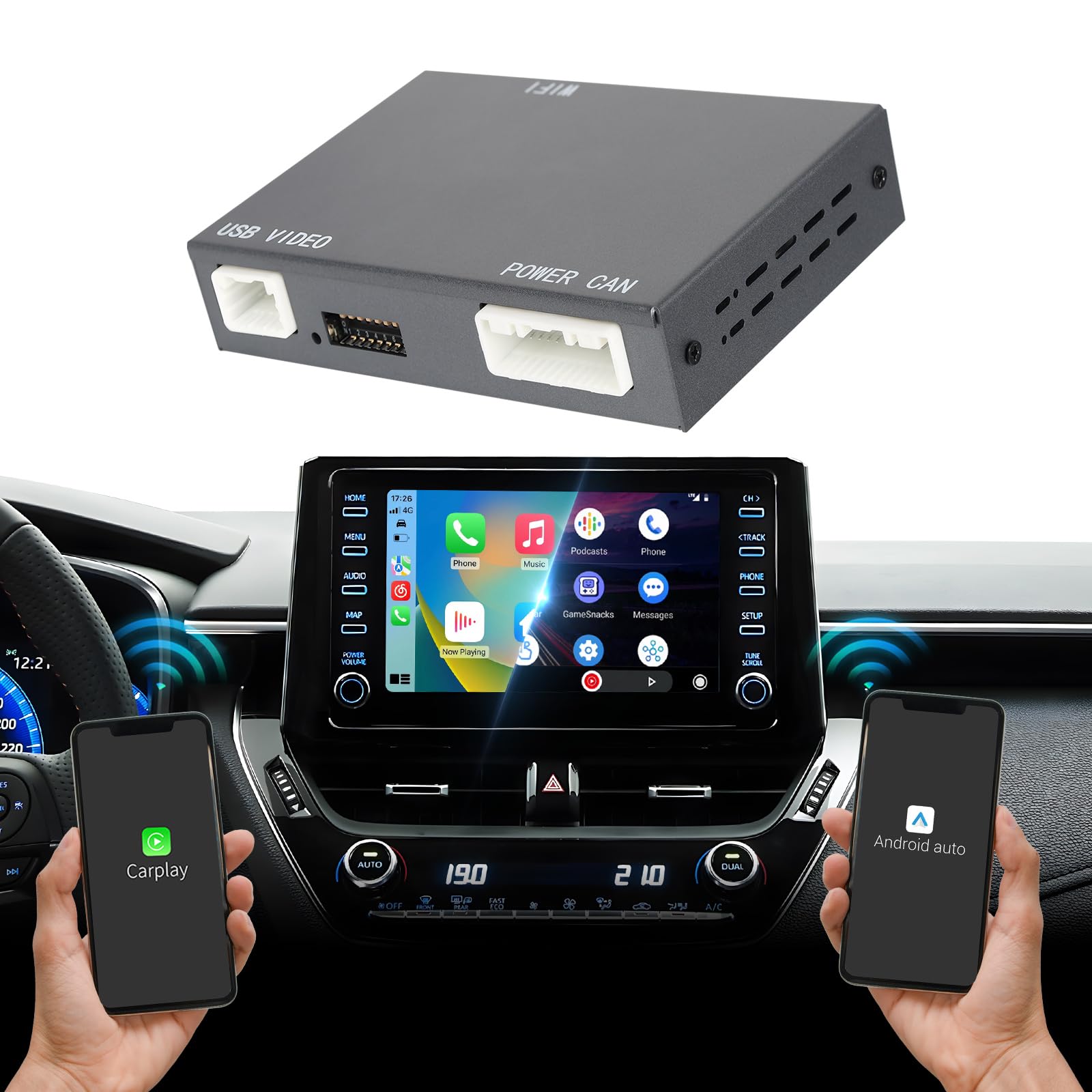 Wireless CarPlay Android Auto Adapter for 2014-2019 Toyota Equipped ...
