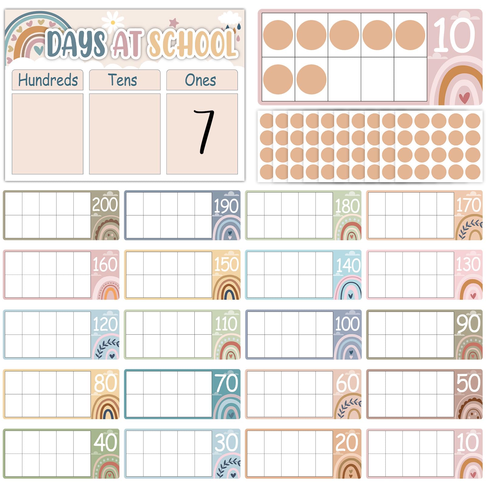 Boho Number of The Day Posters First Day of School Countdown Poster ...