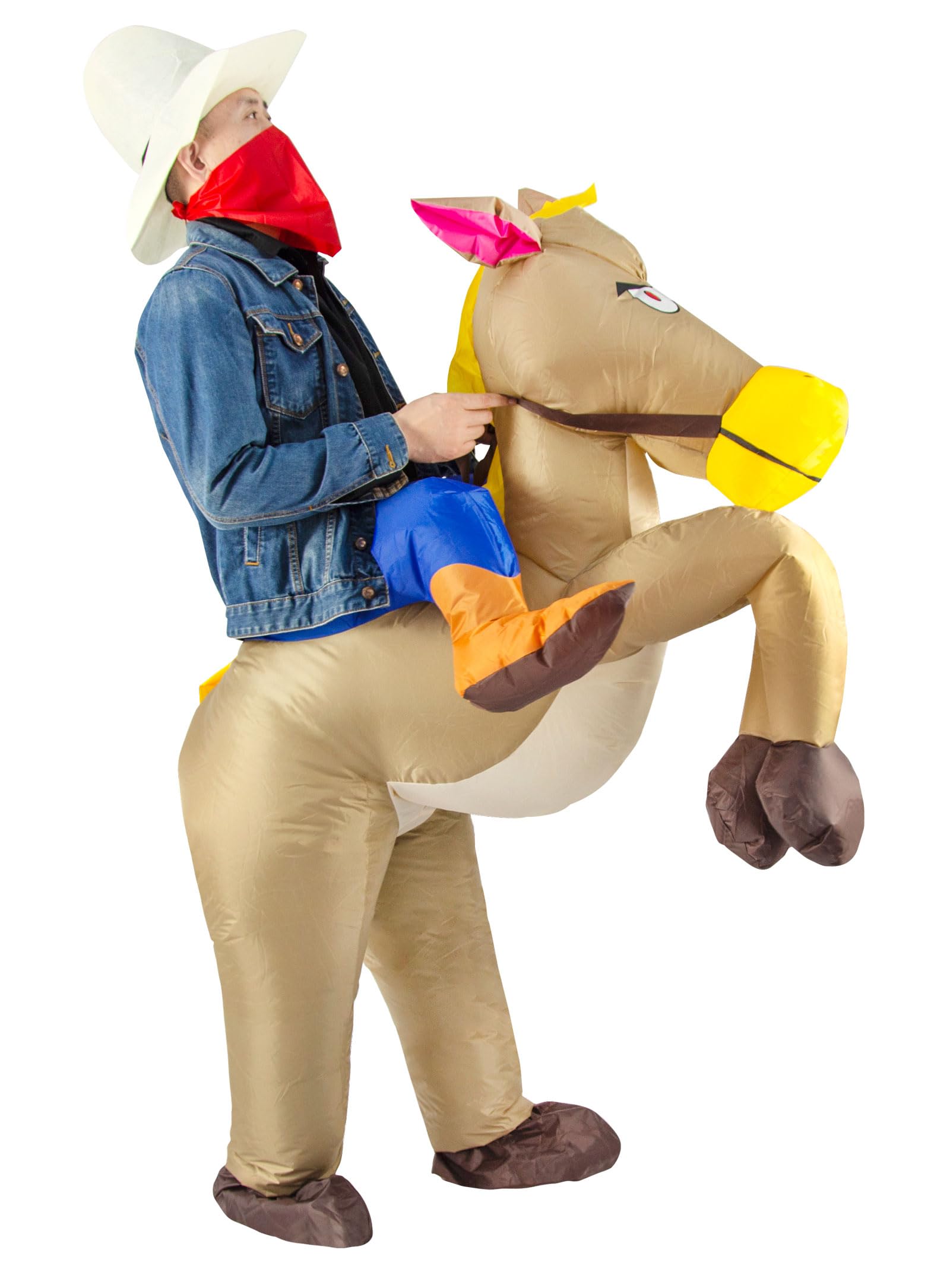 JYZCOS Inflatable Cowboy Costume Western Fancy Dress for Men Women ...