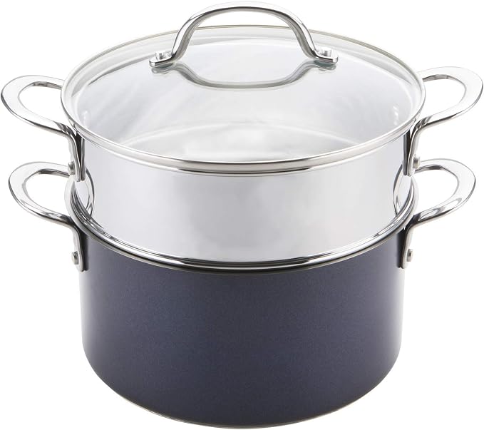 Prestige Optisteel Induction Steamer Set with Glass Lid, Blue, 24 cm ...