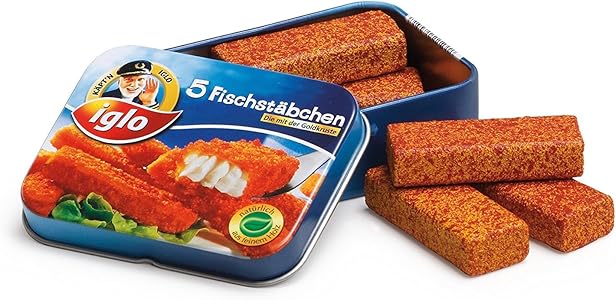 Erzi 18451 5 Pieces Wooden Fish Fingers Igloo in a Tin, Multicoloured ...
