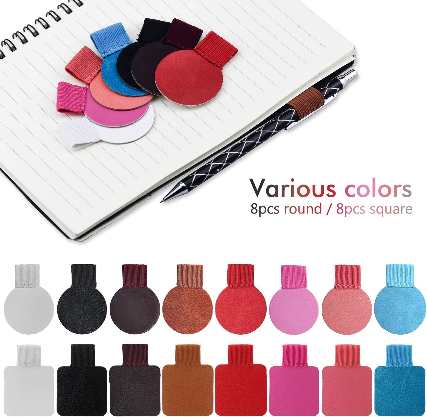 16 Pcs Pen Loop Holder Self Adhesive Pen Loop Holder 8 Colors Elastic ...