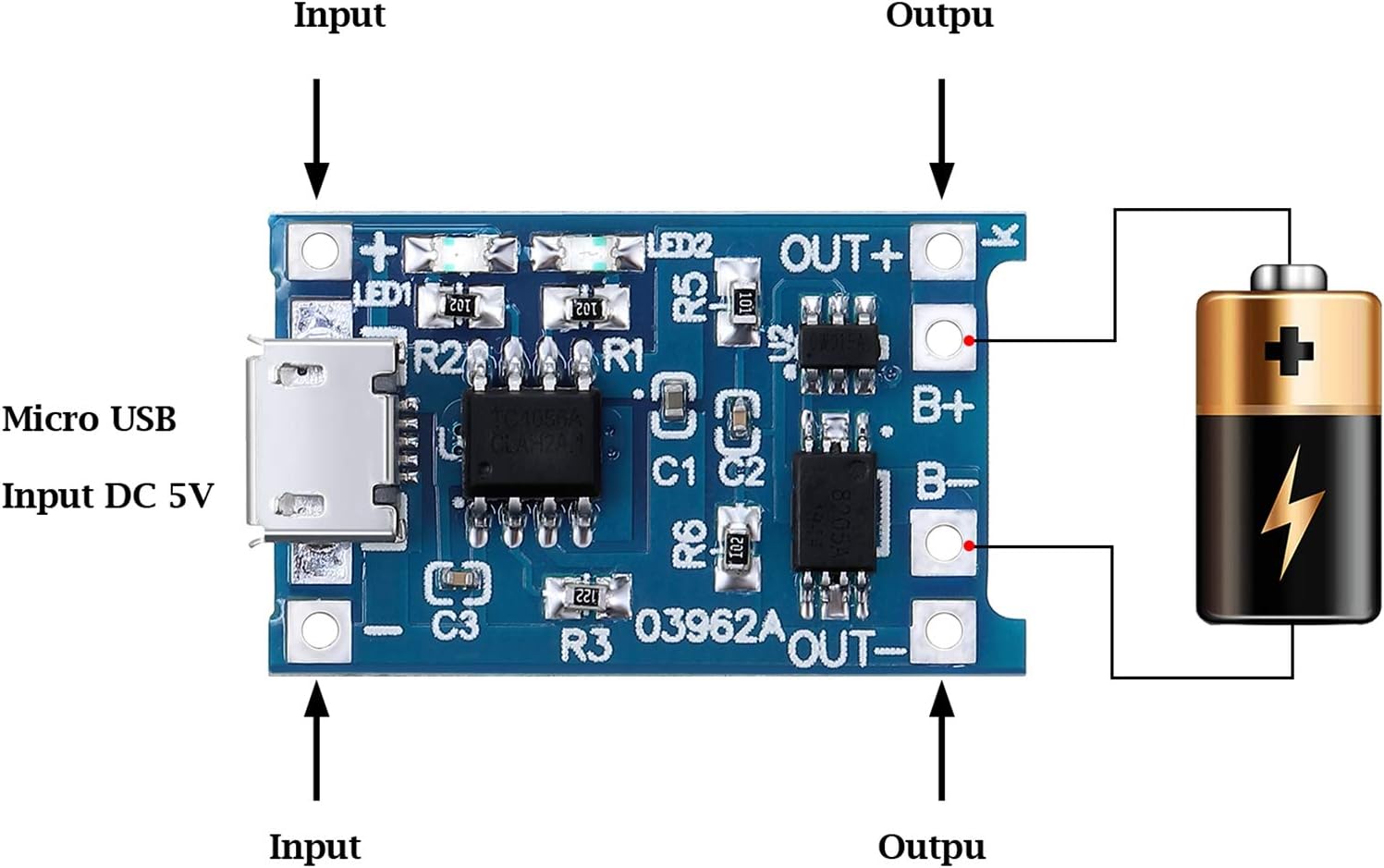 TP4056 Charging Module Battery Charging Board with Battery Protection ...