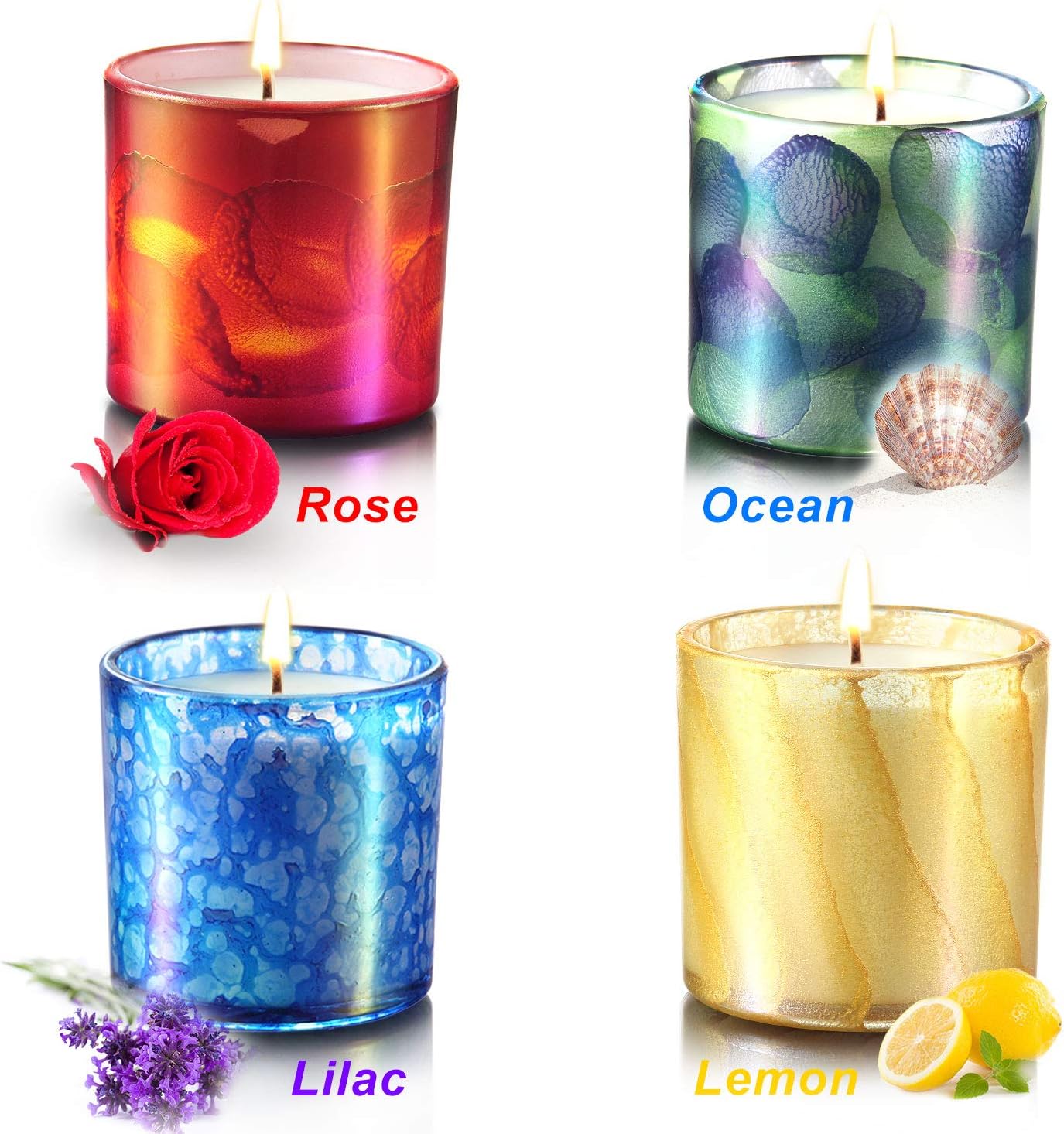 Amazon.de: Duftkerze Set, OUSMIN 4 Stück Duftkerze Zitrone, Rose ...