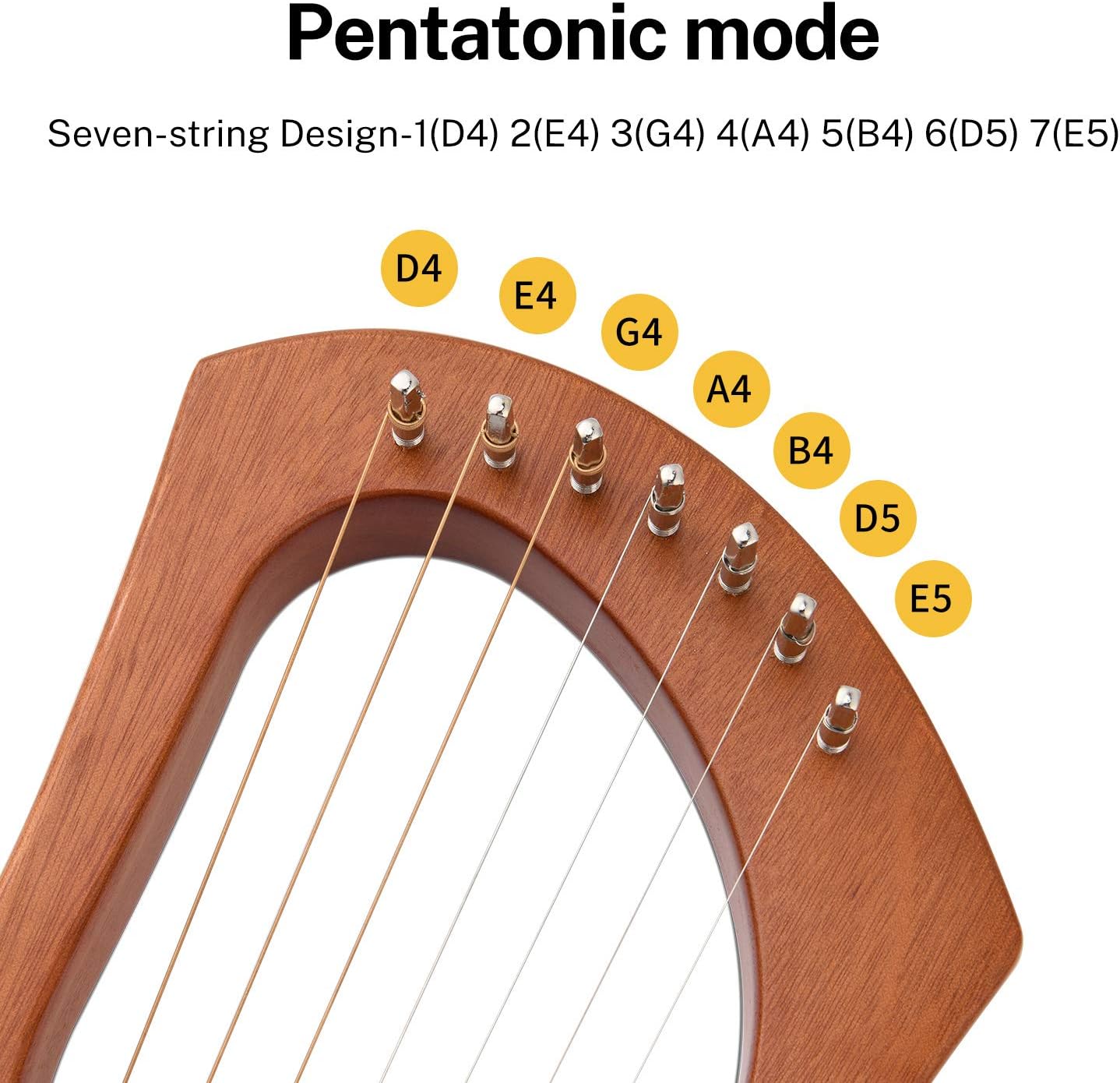 Donner Lyre Harp 16 Strings Metal Copper Saddle Lyre Harp Mahogany with ...