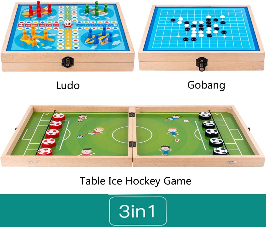 3 in 1 Fast Sling Puck Game, Flying Chess and Gomoku, Table Ice Hockey ...