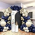 Amazon.com: Navy Blue Balloon Garland Double Stuffed Pearl White Royal Blue Balloons Dark Navy ...