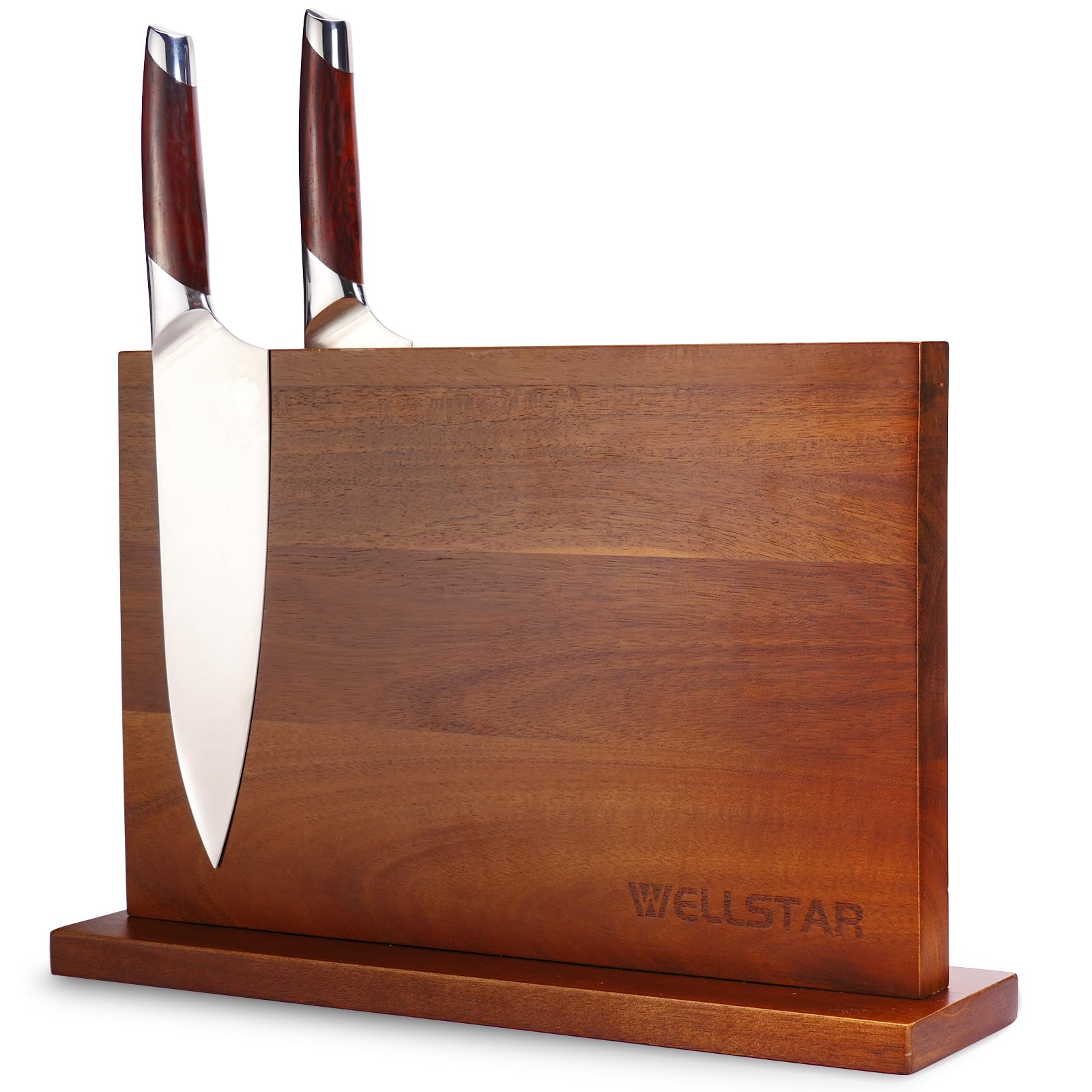 Modern Acacia Magnetic Knife Block Holder 14 x 10 Inches, Large Dual ...