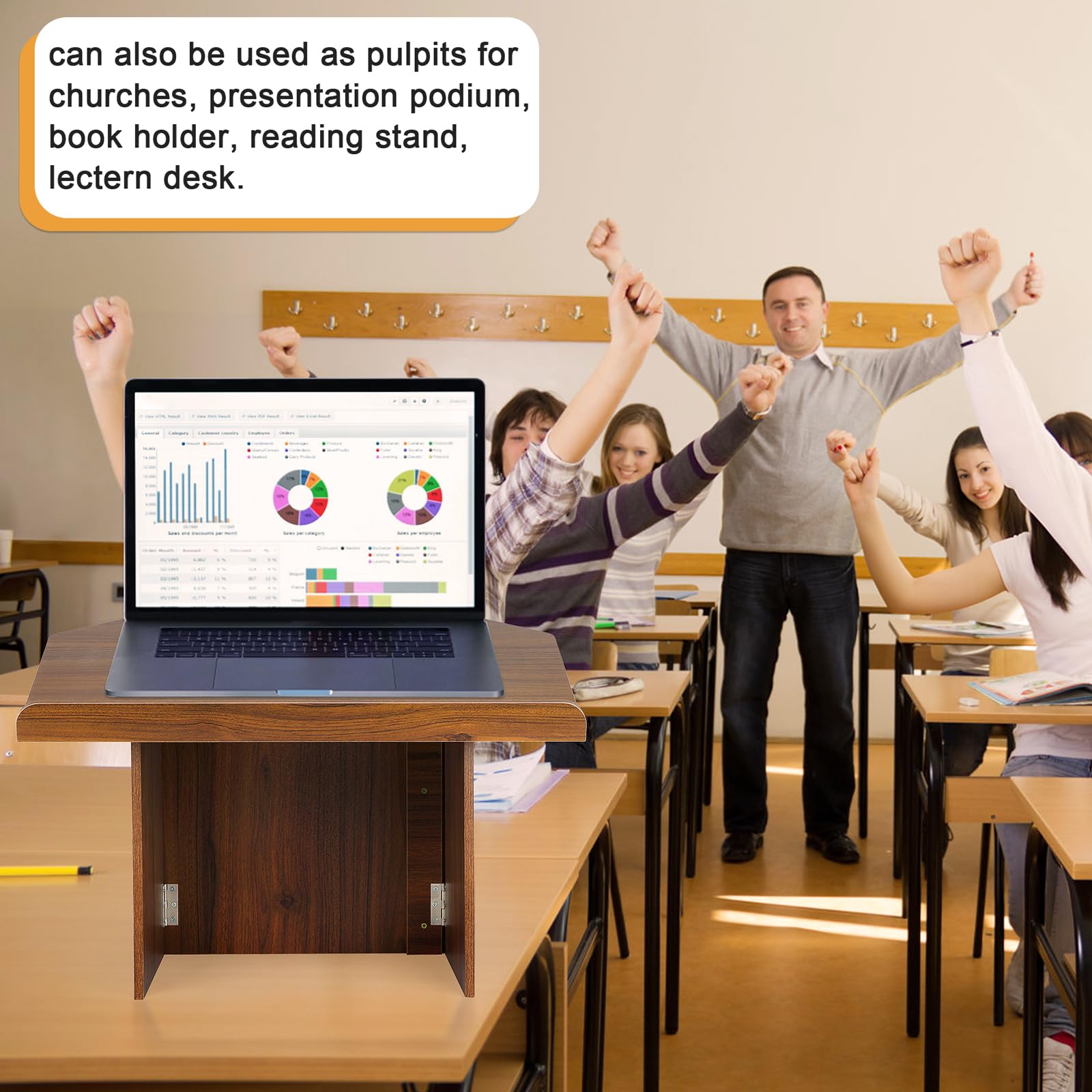 Nisorpa Foldable Tabletop Lectern, Podium Stand With Bookstop Portable ...