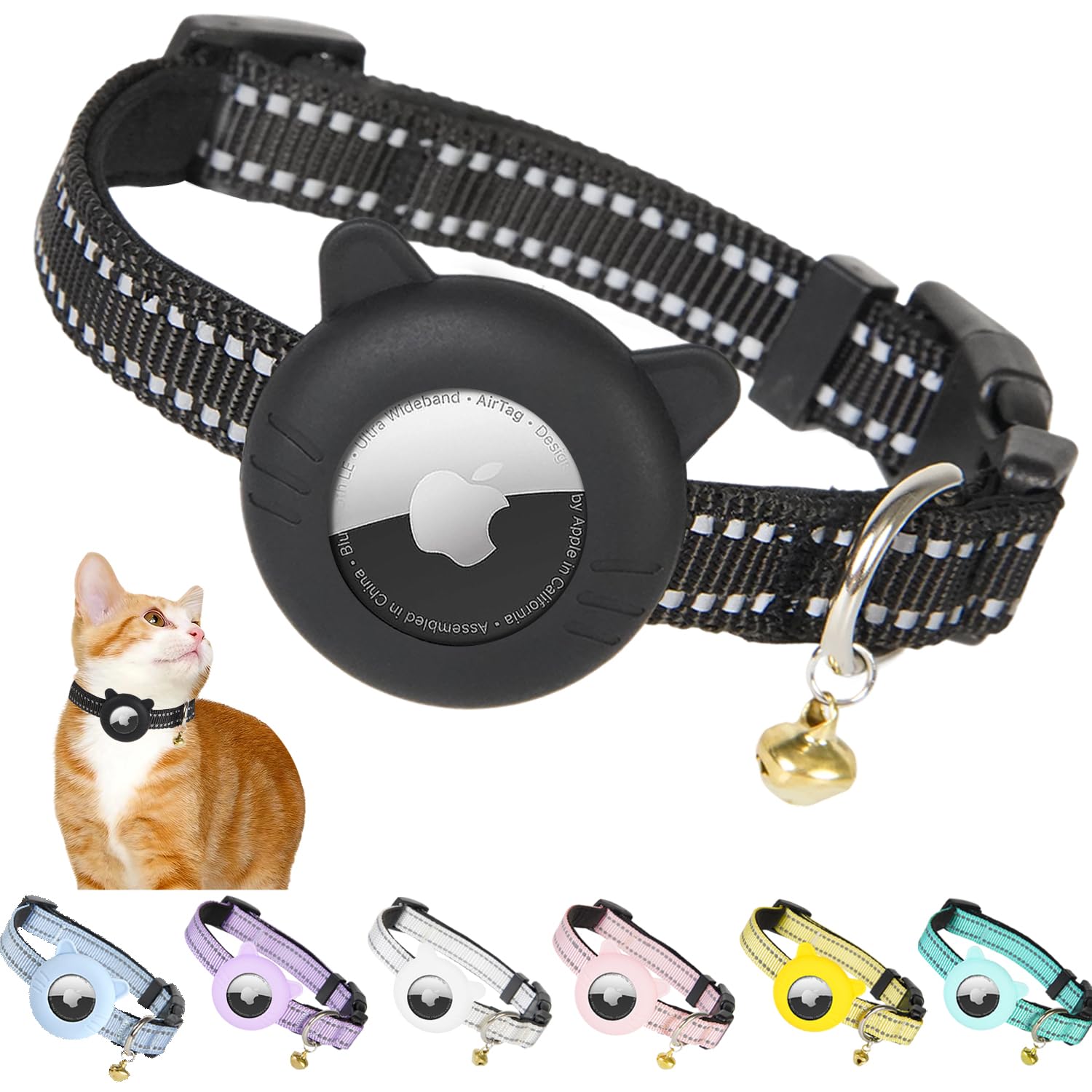 BXPAW Airtag Cat Collar,Reflective Cat Tracker Collar with Air Tag ...