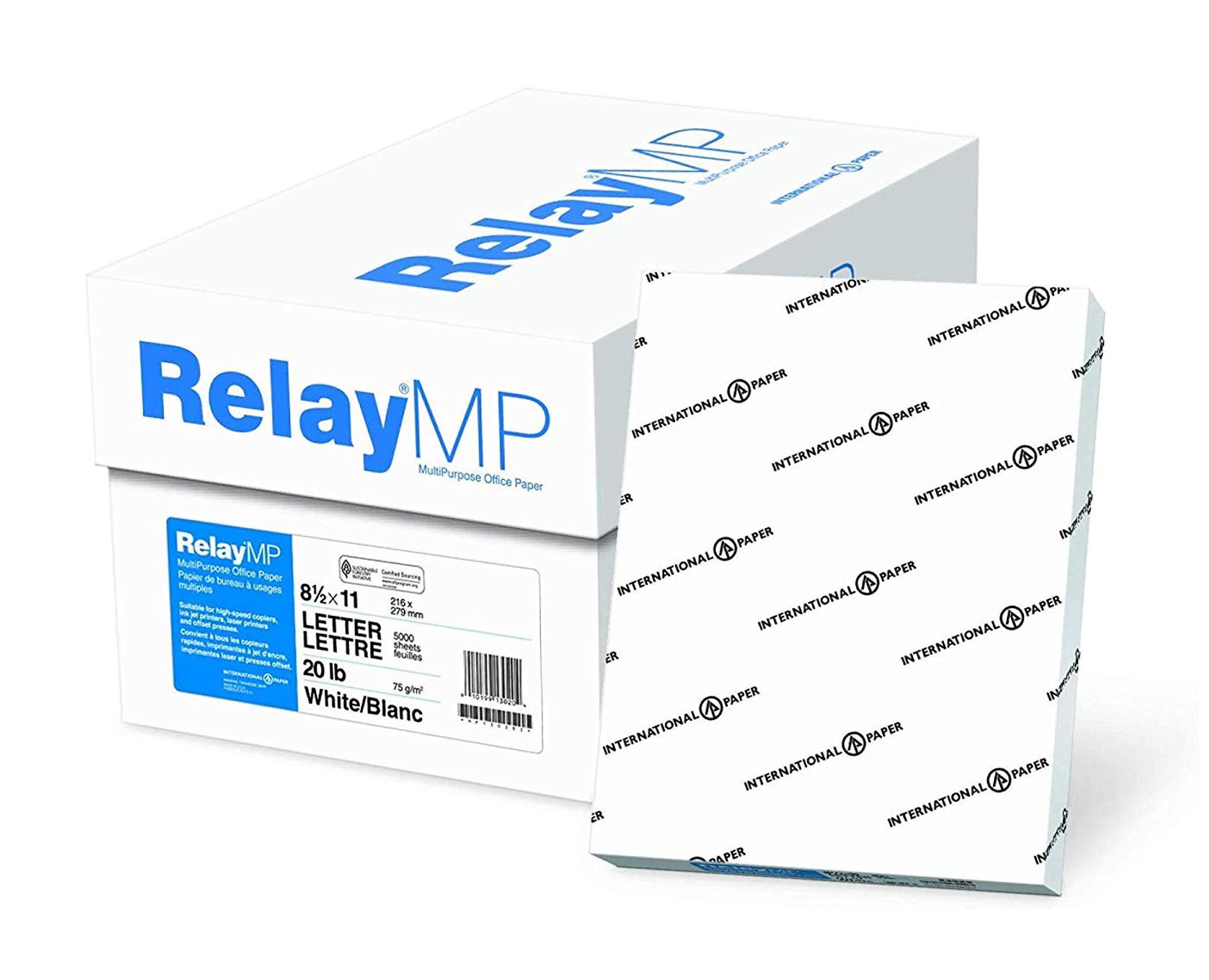 Relay MP, Multipurpose Copy Paper, 20lb, 8.5 x 11, 92 Bright - 10 Ream Carton / 5,000 Sheets ...