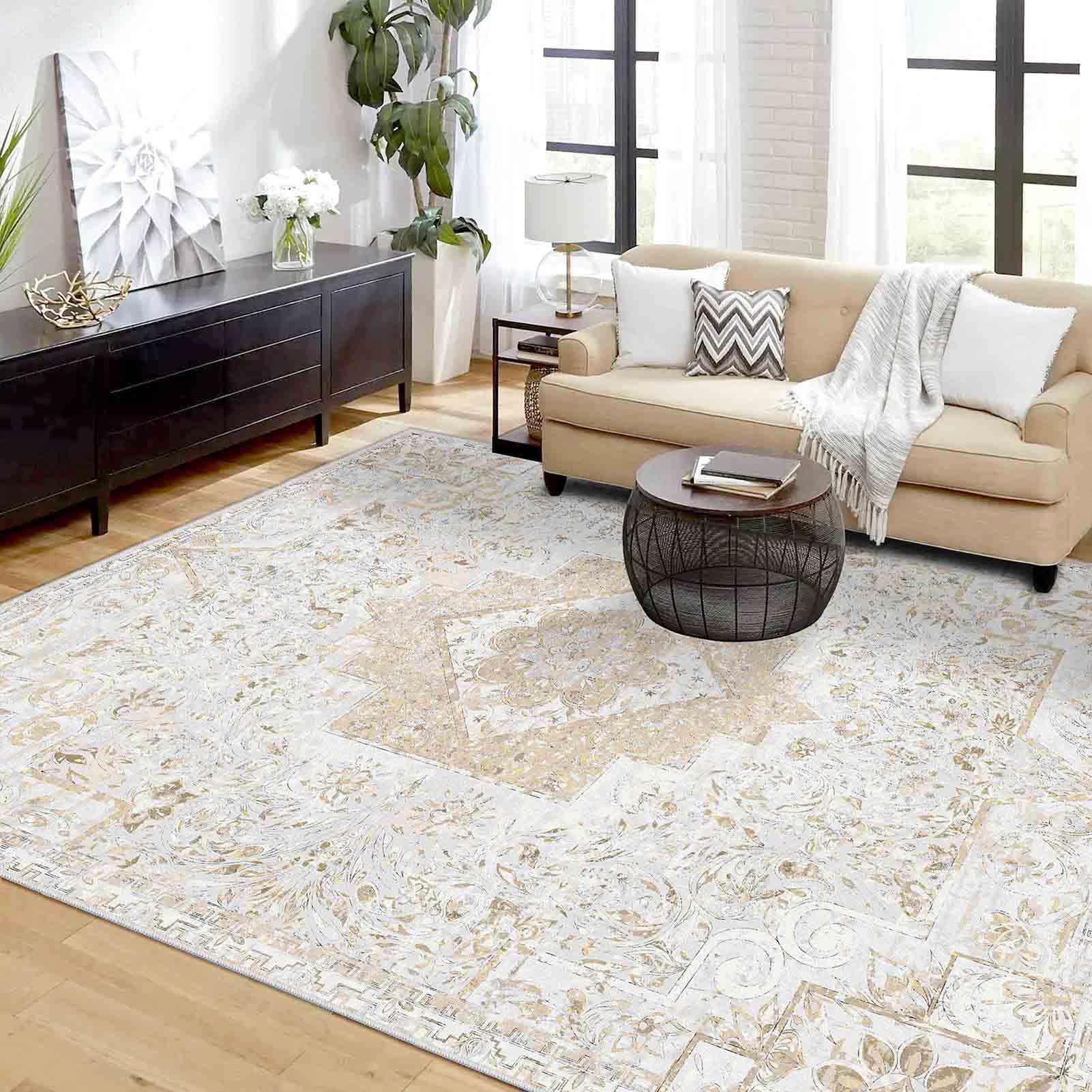 Machine Washable Rug Vintage Distressed Boho Area Rugs Bohemian ...