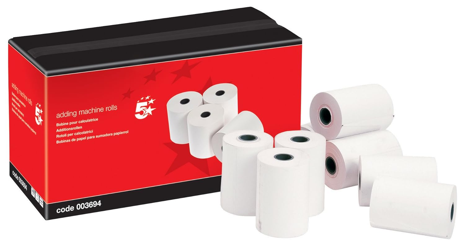 5 Star Office Adding Machine Paper Rolls Single-Ply 55gsm ...