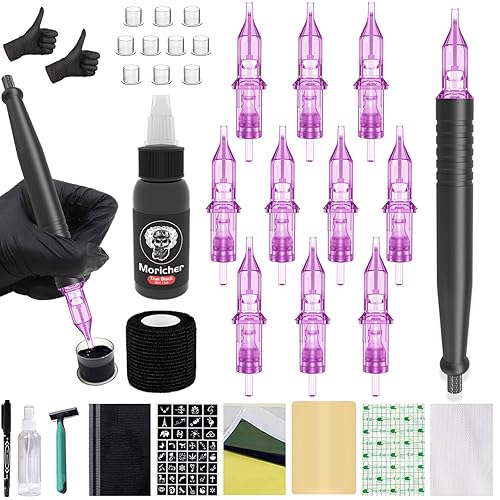 Moricher Hand Poke a Stick Tattoo Kit DIY Tattoo Tool Kit Tattoo Practice Kit with Tattoo ...