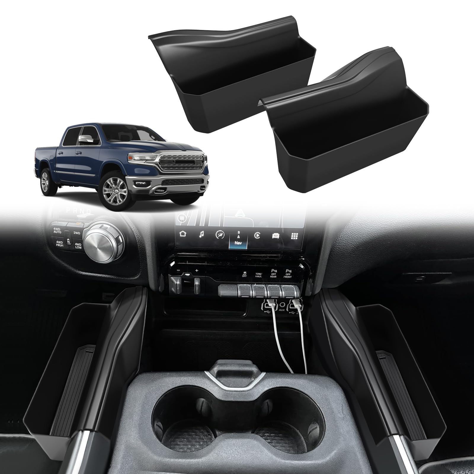 Muslogy Center Console Organizer Compatible with 2019-2025 Ram 1500 ...
