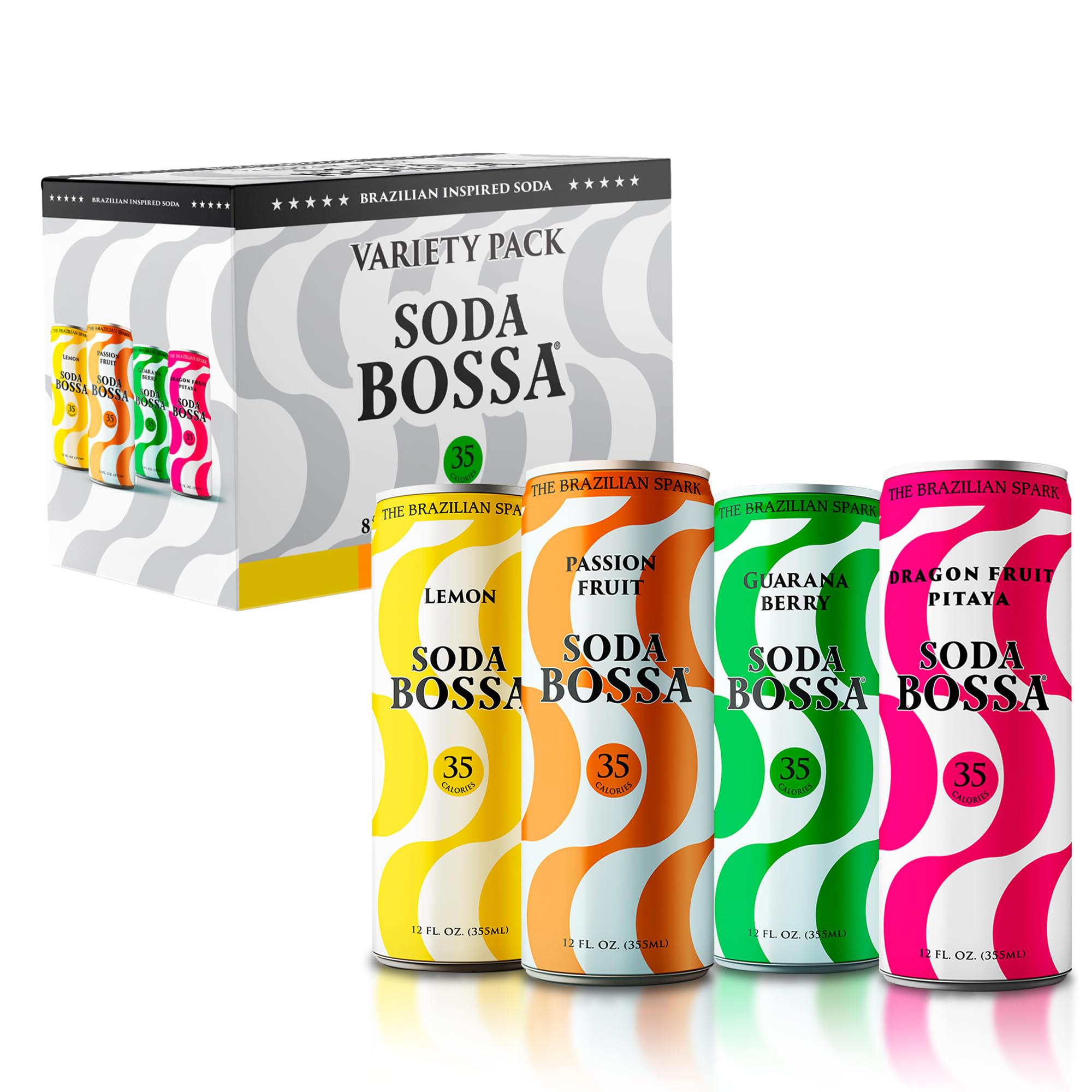 Mua Soda Bossa Soda Variety Pack (Brazilian Inspired Soda), Real Cane Sugar, Low Calorie Canned ...
