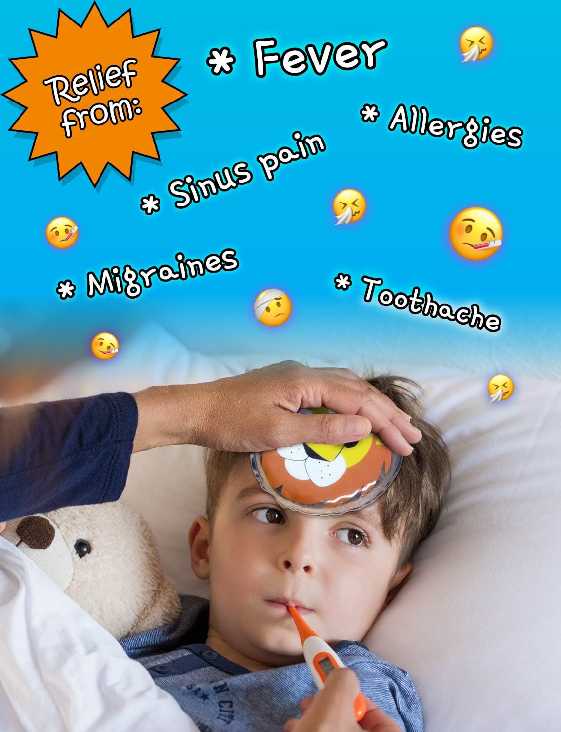Cold Compress for Kids, Children Ice Pack Reusable – Fever, First Aid ...